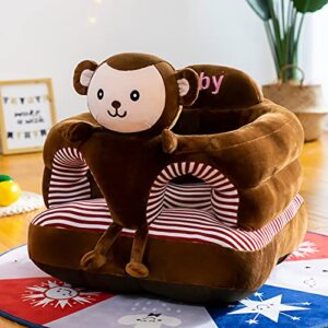 Baby Support Seat, Cute Baby Sofa Chair for Sitting Up, Comfy Plush Infant Seats (Monkey,W17.5" x H17.5")