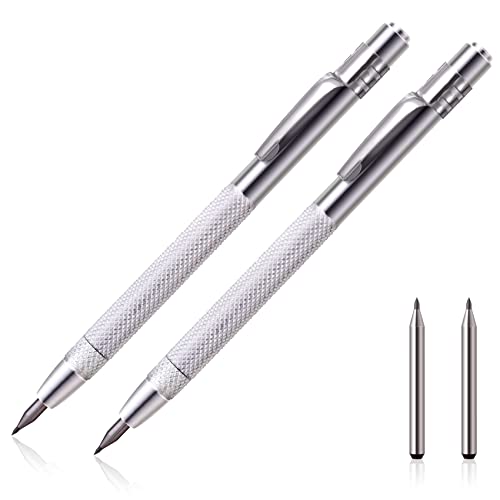 OIIKI 2 Sets Tungsten Carbide Scribers with Magnet, 2pcs Engraving Pens with 2pcs Replacement Marking Tips, Etching Scribner Marking Tools for Tiled Glass Ceramics