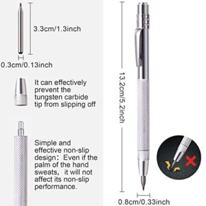 OIIKI 2 Sets Tungsten Carbide Scribers with Magnet, 2pcs Engraving Pens with 2pcs Replacement Marking Tips, Etching Scribner Marking Tools for Tiled Glass Ceramics