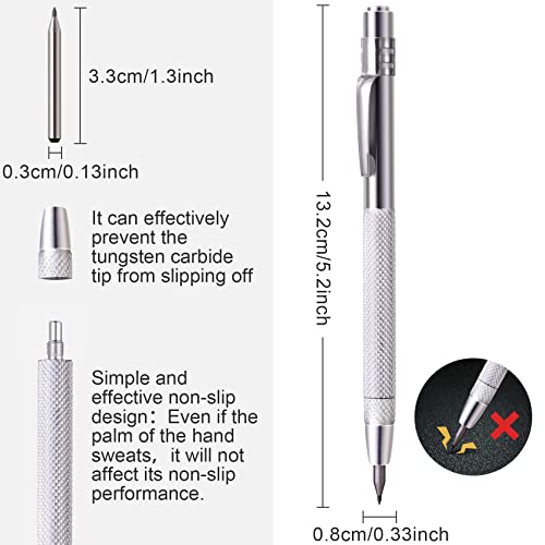 OIIKI 2 Sets Tungsten Carbide Scribers with Magnet, 2pcs Engraving Pens with 2pcs Replacement Marking Tips, Etching Scribner Marking Tools for Tiled Glass Ceramics