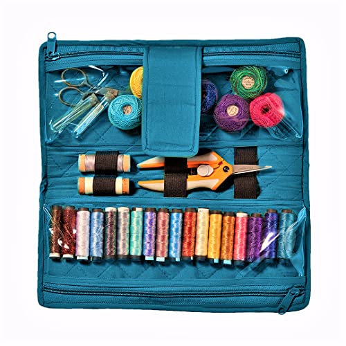 Yazzii Thread Organizer - Portable & Multipurpose - Thread Holder Organizer for Spools, Embroidery Floss, Sewing Supplies - Perfect for Classes, Groups, Travel & Retreats-Aqua