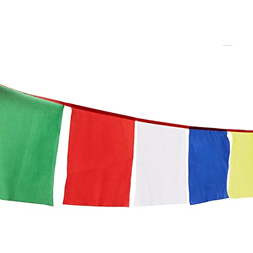 Blank Tibetan Prayer Flags, Traditional Design with 5 Element Colors (9.5 x 9.5 In, 25 Flags)