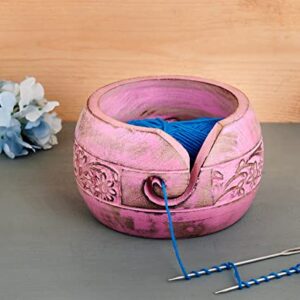 Wooden Yarn Bowl Knitting Bowl Large Crochet Yarn Holder YB2204 Handmade Crocheting Accessories and Supplies Organizer 7 x 4"