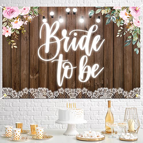 Bride to Be Backdrop Banner Decorations Bridal Shower Rustic Floral Wood Sign Wedding Background Bachelorette Engagement for Bride Women Photography Party Decor