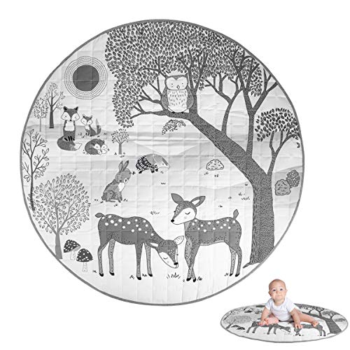 SH-RuiDu Baby Tummy Time Play Mat Forest Animal Baby Crawling Mat Cotton Play Pad 33.5in