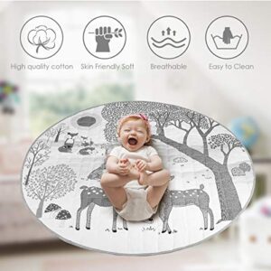 SH-RuiDu Baby Tummy Time Play Mat Forest Animal Baby Crawling Mat Cotton Play Pad 33.5in