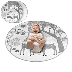 SH-RuiDu Baby Tummy Time Play Mat Forest Animal Baby Crawling Mat Cotton Play Pad 33.5in