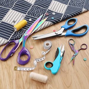 Asdirne Sewing Bundle, Sharp Stainless Steel Blade, Comfortable Handle, Include Fabric Scissors, Pinking Scissors, Embroidery Scissors, Thread Snips and Measuring Tape, 5 Pcs, Great Sewing Partners