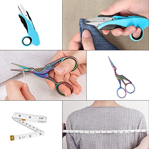 Asdirne Sewing Bundle, Sharp Stainless Steel Blade, Comfortable Handle, Include Fabric Scissors, Pinking Scissors, Embroidery Scissors, Thread Snips and Measuring Tape, 5 Pcs, Great Sewing Partners