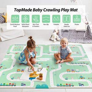 Play Mat, TopMade Folding Baby Playmat Reversible Kid Crawling Play Mat Waterproof Soft Foldable Mat Large Foam Floor Gym Activity Carpet NonToxic Portable Tummy Time Playroom Mat for Infant Toddler