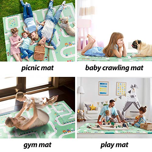 Play Mat, TopMade Folding Baby Playmat Reversible Kid Crawling Play Mat Waterproof Soft Foldable Mat Large Foam Floor Gym Activity Carpet NonToxic Portable Tummy Time Playroom Mat for Infant Toddler