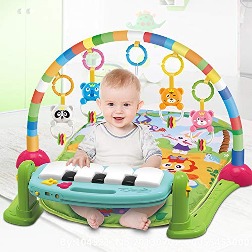 WYSWYG Baby Gym Jungle Musical Play Mats for Floor, Kick and Play Piano Gym Activity Center with Music, Lights, and Sounds Toys for Infants and Toddlers Aged 0 to 6 to 12 Months (Green)