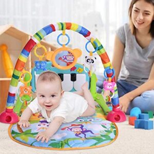 WYSWYG Baby Gym Jungle Musical Play Mats for Floor, Kick and Play Piano Gym Activity Center with Music, Lights, and Sounds Toys for Infants and Toddlers Aged 0 to 6 to 12 Months (Green)