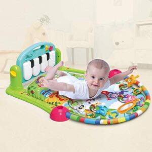 WYSWYG Baby Gym Jungle Musical Play Mats for Floor, Kick and Play Piano Gym Activity Center with Music, Lights, and Sounds Toys for Infants and Toddlers Aged 0 to 6 to 12 Months (Green)