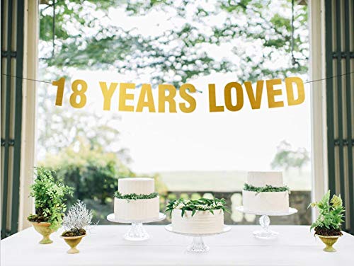 18th birthday banner -18th birthday decorations - 18 Years Loved - Gold Banner - 18th Birthday Party - Birthday Banner - Eighteen Banner - 18th Party Decorations -18th Party Banner-anniversary decor