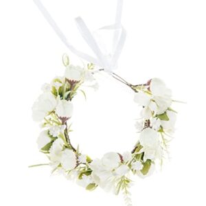 Funsveta Baby Girls Flower Crown Flower Girl Headpiece boho Little Wreaths for Weddings, Family photography (Flower White)