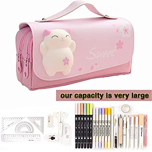 Pencil Pouch for Girls, Multi Compartments Large Capacity Pencil Pouch Pen Bag for Teen Girl Women,Students Adults Stationery Organizer Makeup Bag