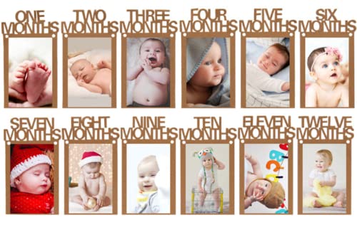 1 to 12 months Baby Photo Banner, Celebration 1st Birthday Hanging Banner for Home Party Photo Booth Props Decoration