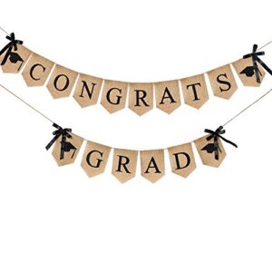 mauts-inus 2023 graduations decorations burlap banner for graduation party fireplace wall hanging suitable for family graduation party classroom college high school graduation prom decoration