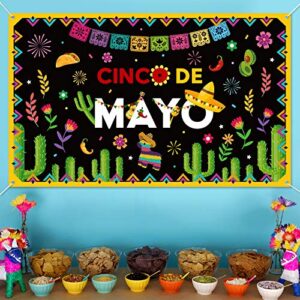 Cinco De Mayo Banner Decorations - Fiesta Mexican Backdrop Photo Booth Background Party Supplies