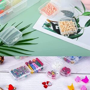 KEWAYO 12 Packs Small Clear Plastic Beads Storage Containers Box with Hinged Lid for Storage of Small Items, Crafts, Jewelry, Hardware (2.1 x 2.1 x 0.8 Inches)