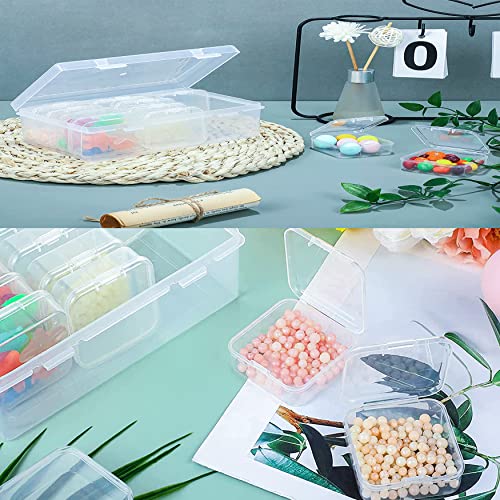 KEWAYO 12 Packs Small Clear Plastic Beads Storage Containers Box with Hinged Lid for Storage of Small Items, Crafts, Jewelry, Hardware (2.1 x 2.1 x 0.8 Inches)