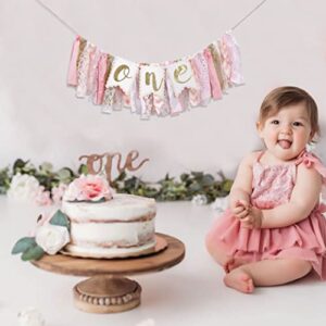 One High Chair Birthday Banner - One High Chair Banner Girl，highchair Banner First Birthday Girl，first High Chair Banner，pink and White Party Decoration Photo Props Cake Smash