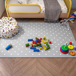 TCBunny Extra Large Baby Foam Play Mat - 4FT x 6FT Non-Toxic Puzzle Floor Mat for Kids & Toddlers, Waterproof Expandable Tiles with Edges (Grey with White Cross)