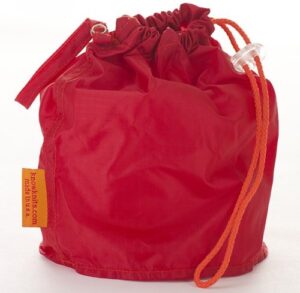 red small goknit pouch project bag w/ loop & drawstring