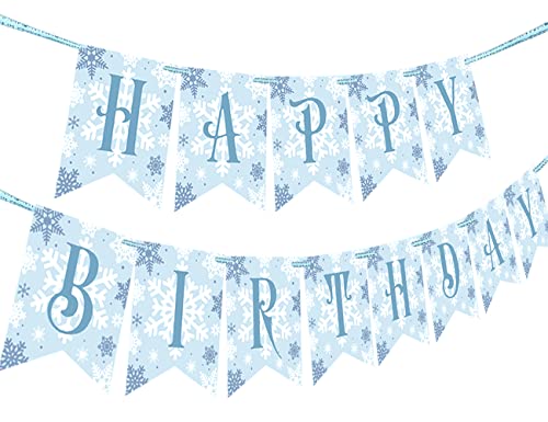 Snowflake Frozen Birthday Banner, Winter Wonderland 1st 2nd 3rd Birthday Party Decorations Snowflake Frozen Theme Party Christmas New Year Supplies