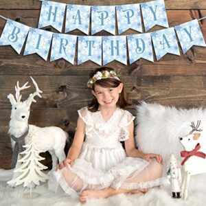 Snowflake Frozen Birthday Banner, Winter Wonderland 1st 2nd 3rd Birthday Party Decorations Snowflake Frozen Theme Party Christmas New Year Supplies