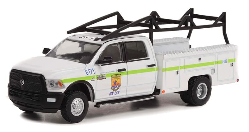 Greenlight 46100-E Dually Drivers Series 10 - 2018 Ram 3500 Dually Service Bed - San Diego County Fire Department - U.S. Fish & Wildlife Fire Management 1:64 Scale Diecast