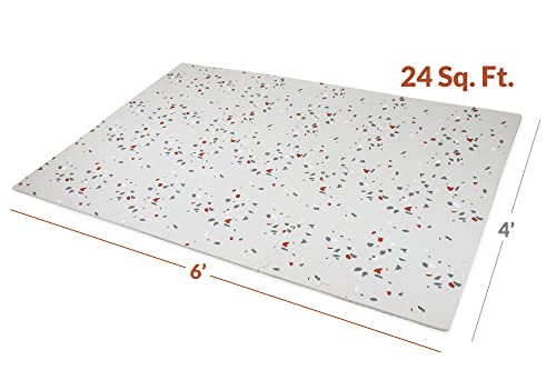 Clevr Extra Large Interlocking EVA Foam Baby Play Mat Soft Stylish Non-Toxic Kids Toddler Play Floor Tiles Mats with Edges 6 pcs 6'x4' Terrazzo Style