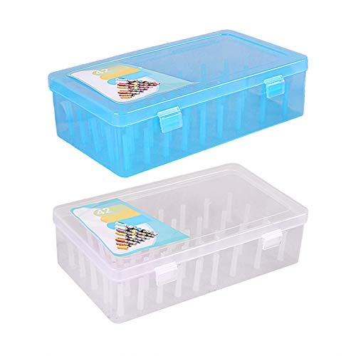 QiancArolBD Sewing Storage Box, Thread Storage, Large Thread Box, 42 Axis Sewing Threads Box Transparent Needle Wire Storage Organizer Containers Threads Case Transparent