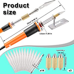 19 Pieces Electric Hot Knife Cutter Tool, Multipurpose Hot Knife Stencil Cutter with Metal Stand, 14 Pieces Blades, 3 Pieces Chuck Sleeves for Cutting Carving Soft Thin Foam Making Stencils