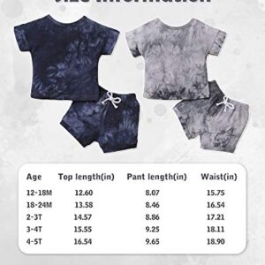 Baby Boy Clothes Tops Pants Shorts Set Toddler Boy Baby Clothes Tie-dye Baby Boy's Clothing 2Pieces Baby Outfits for Boys Grey 18-24 Month Boy Clothes