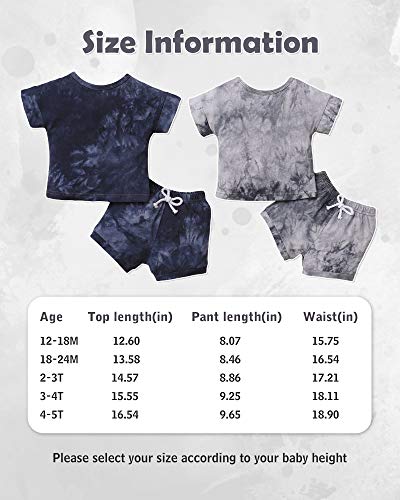 Baby Boy Clothes Tops Pants Shorts Set Toddler Boy Baby Clothes Tie-dye Baby Boy's Clothing 2Pieces Baby Outfits for Boys Grey 18-24 Month Boy Clothes