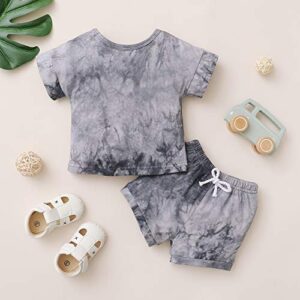 Baby Boy Clothes Tops Pants Shorts Set Toddler Boy Baby Clothes Tie-dye Baby Boy's Clothing 2Pieces Baby Outfits for Boys Grey 18-24 Month Boy Clothes