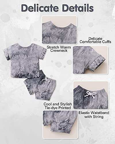 Baby Boy Clothes Tops Pants Shorts Set Toddler Boy Baby Clothes Tie-dye Baby Boy's Clothing 2Pieces Baby Outfits for Boys Grey 18-24 Month Boy Clothes