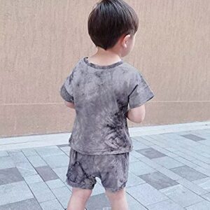 Baby Boy Clothes Tops Pants Shorts Set Toddler Boy Baby Clothes Tie-dye Baby Boy's Clothing 2Pieces Baby Outfits for Boys Grey 18-24 Month Boy Clothes