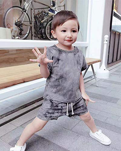 Baby Boy Clothes Tops Pants Shorts Set Toddler Boy Baby Clothes Tie-dye Baby Boy's Clothing 2Pieces Baby Outfits for Boys Grey 18-24 Month Boy Clothes