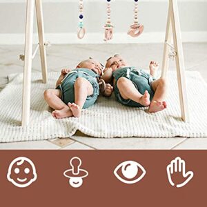 Wooden Baby Gym with 4 Baby Sensory Toys Foldable Baby Play Activity Gym Frame Hanging Bar Newborn Gift