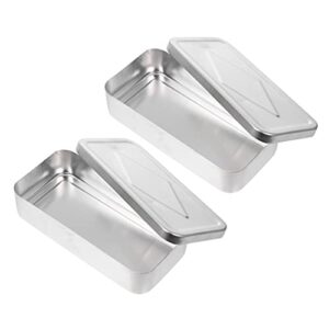 scicalife 2pcs aluminum rectangular storage box small needle container empty hinged tins box sewing needle case small tin with lid