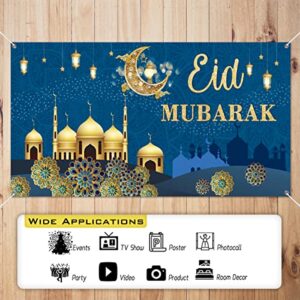 Eid Mubarak Decorations, Large Fabric Muslim Ramadan Kareem Backdrop Banner Ramadan Mubarak Sign Photo Booth Backdrop Background for Muslim Ramadan Party Supplies, 78 x 43INCH