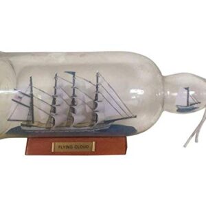 Hampton Nautical Flying Cloud Ship in a Bottle, Blue, 11"