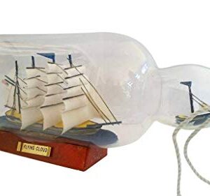 Hampton Nautical Flying Cloud Ship in a Bottle, Blue, 11"