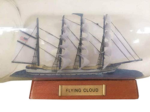 Hampton Nautical Flying Cloud Ship in a Bottle, Blue, 11"