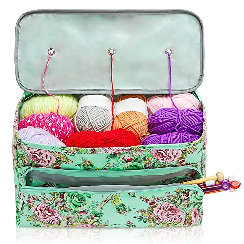 SUNJULY Blingbin Knitting Storage Bag, Portable Crochet Yarn Storage Bag Organizer with Holes Knitting Bag Prevent Tangling Totes