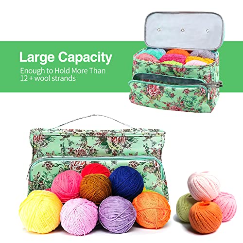 SUNJULY Blingbin Knitting Storage Bag, Portable Crochet Yarn Storage Bag Organizer with Holes Knitting Bag Prevent Tangling Totes