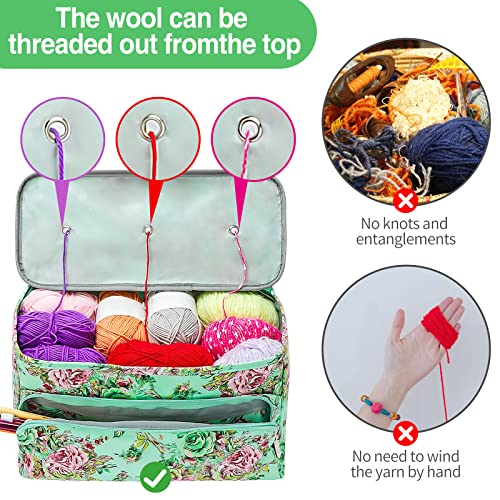 SUNJULY Blingbin Knitting Storage Bag, Portable Crochet Yarn Storage Bag Organizer with Holes Knitting Bag Prevent Tangling Totes